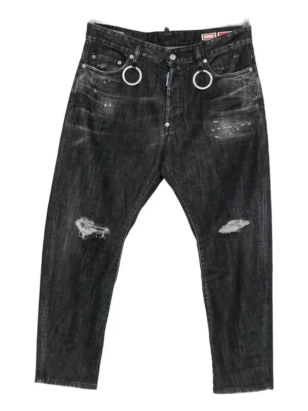 Dsquared2 Distressed Ring-detail Jeans - Black