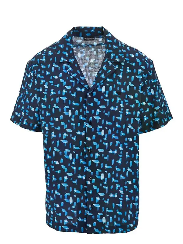 Emporio Armani Abstract-print Short-sleeve Shirt - Blue
