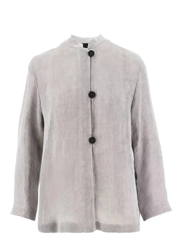 Emporio Armani Textured Band-collar Jacket - Grey