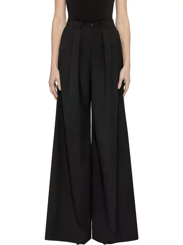 NISSA Pleated Wide-leg Trousers - Black