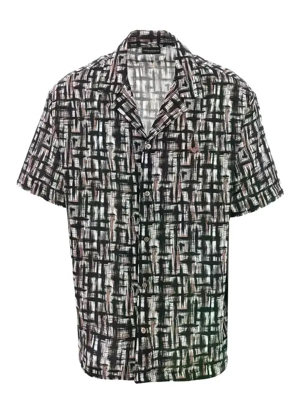 Emporio Armani Graffiti-print Short-sleeve Shirt - Black