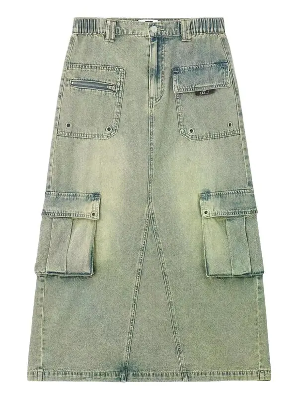 Izzue Acid-wash Cargo Skirt - Blue