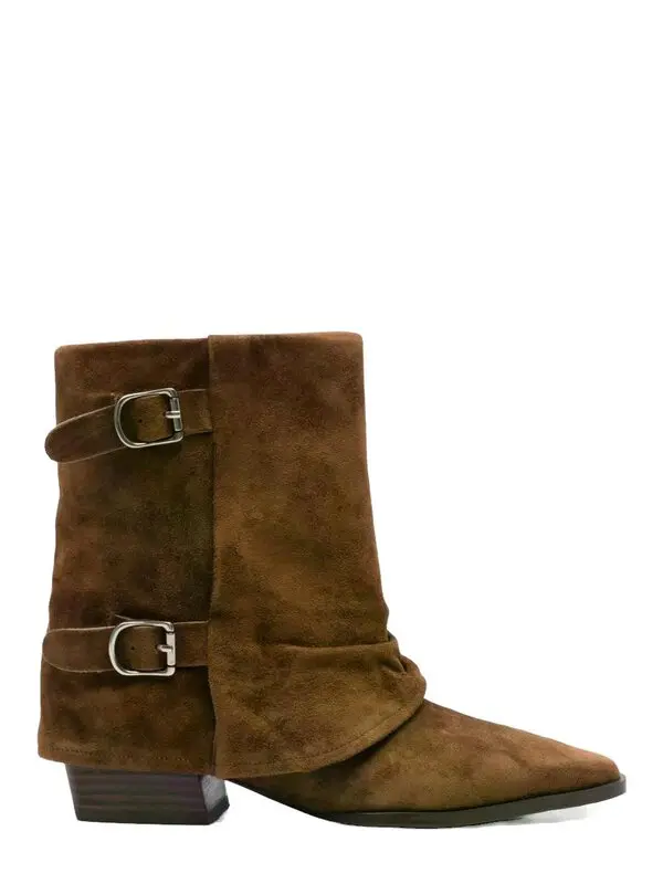 SERGIO MORETTI FIRENZE Buckle-strap Slouchy Ankle Boots - Brown
