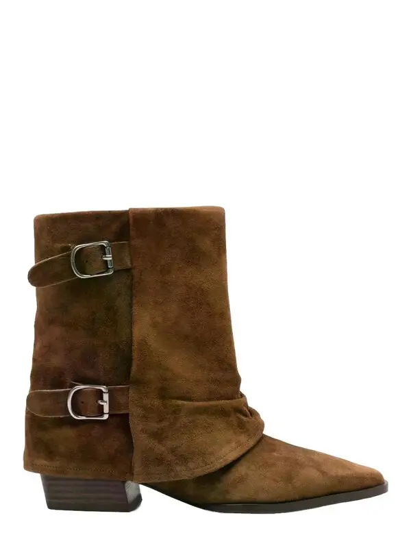 SERGIO MORETTI FIRENZE Buckle-strap Slouchy Ankle Boots - Brown