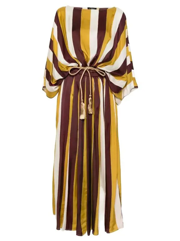 CLIPS Striped Batwing-sleeve Maxi Dress - Red