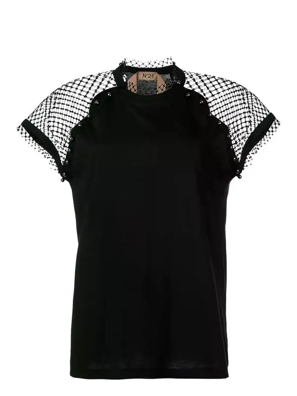 N°21 Mesh Panel Blouse - Black