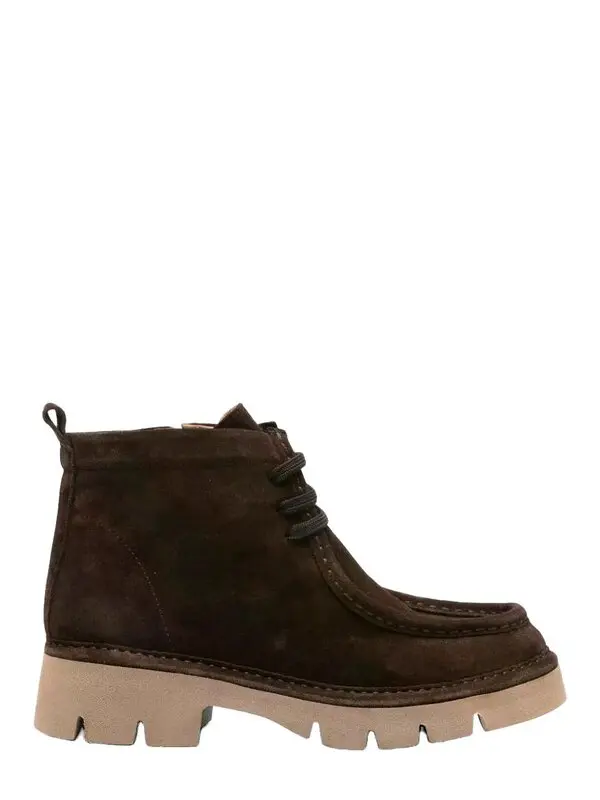 SERGIO MORETTI FIRENZE Lace-up Suede Ankle Boots - Brown