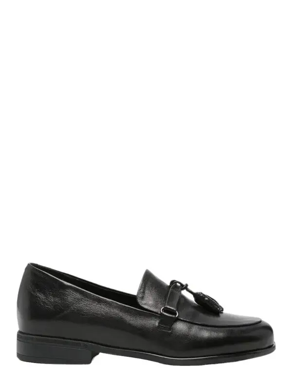 SERGIO MORETTI FIRENZE Almond Toe Loafers With Side Buckle - Black