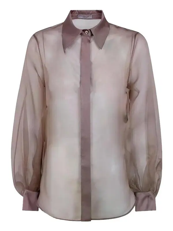 D.exterior Puff-sleeves Shirt - Brown