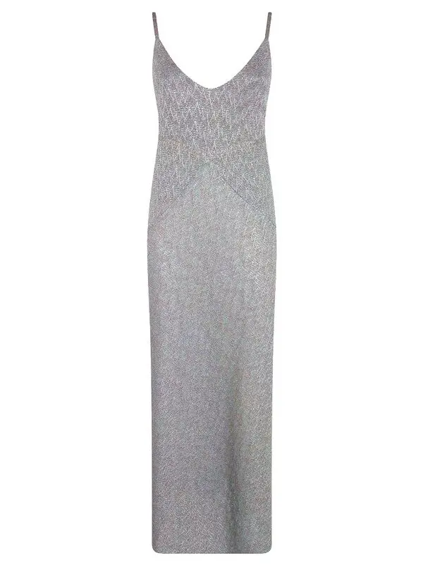 D.exterior Chevron-knit Metallic-finish Dress - Grey