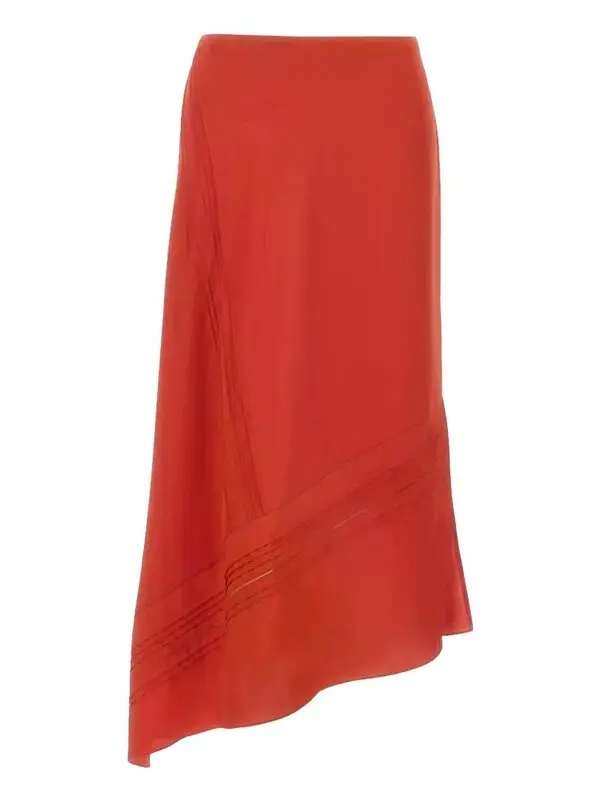 Vince Pintuck Asymmetric Midi Skirt - Red