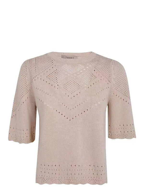TWINSET Pointelle-knit T-shirt - Neutrals