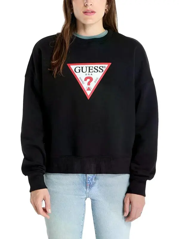 Guess Logo-print Relaxed Sweatshirt - Black