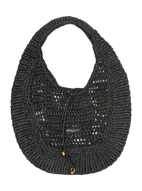 GIANNI CHIARINI Nefeli Woven Straw Tote Bag - Black