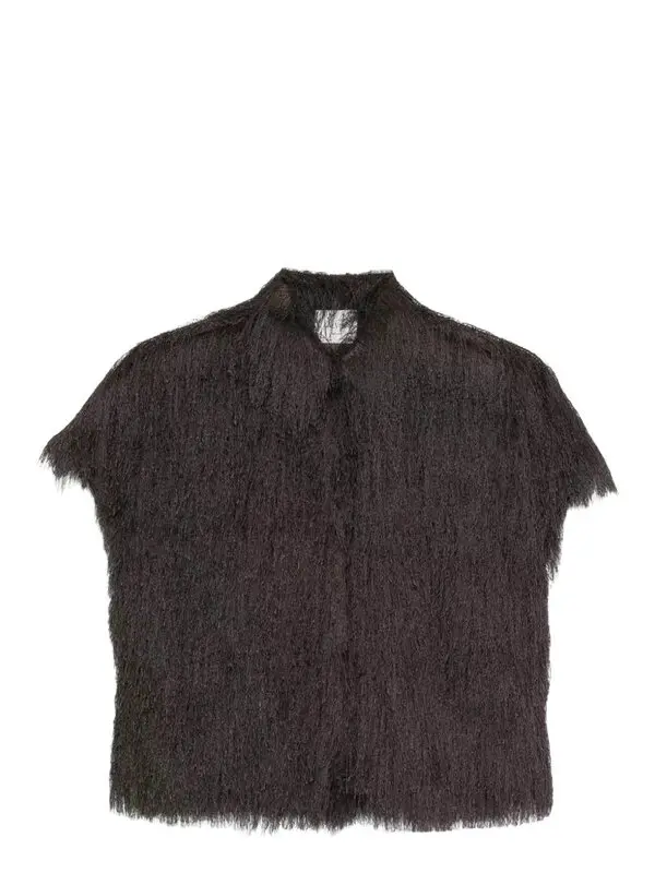 ALYSI Fringed Short-sleeve Top - Brown