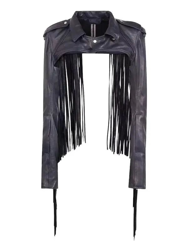 Rick Owens Fringe-trimmed Leather Jacket - Black
