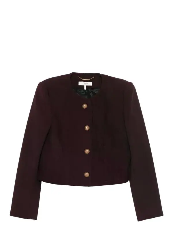 Chloé Collarless Cropped Jacket - Purple