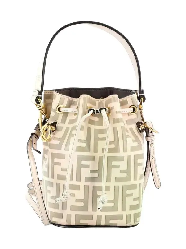 Fendi Mon Tresor Zucca Embossed Mini Bucket Bag - Neutrals