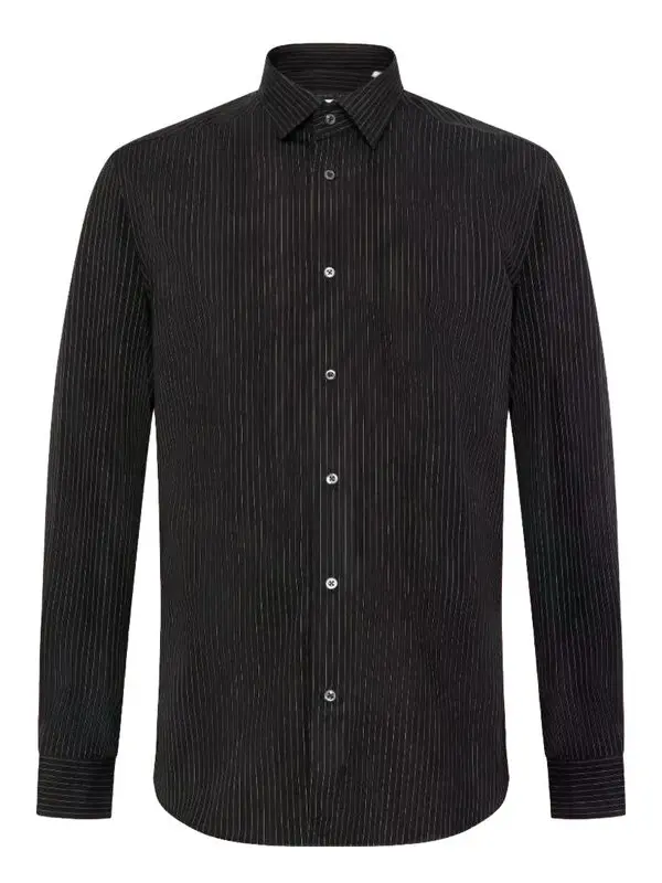 LOW BRAND Pinstriped Long-sleeve Shirt - Black