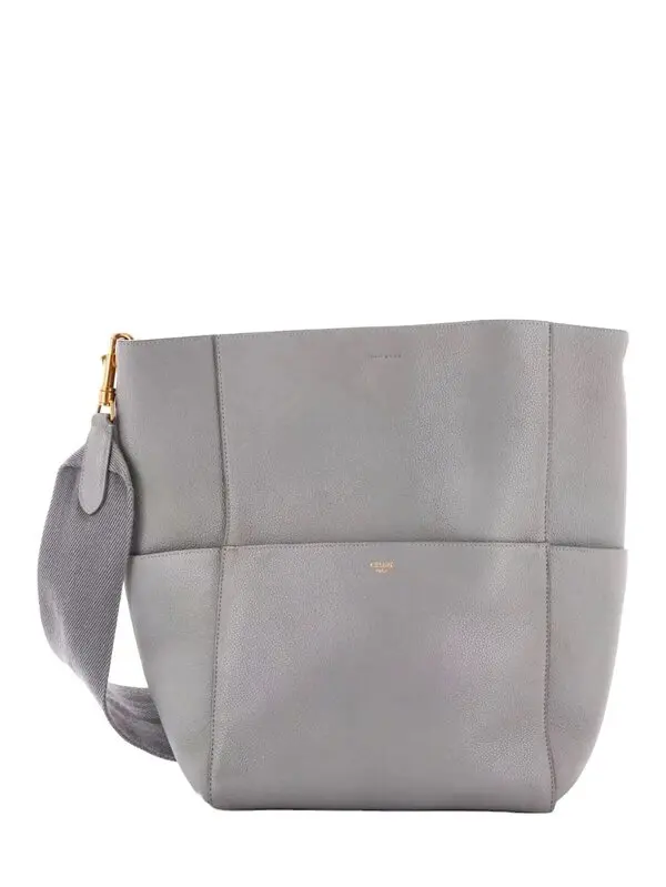Celine Large Calfskin Sangle Seau Shoulder Bag - Grey