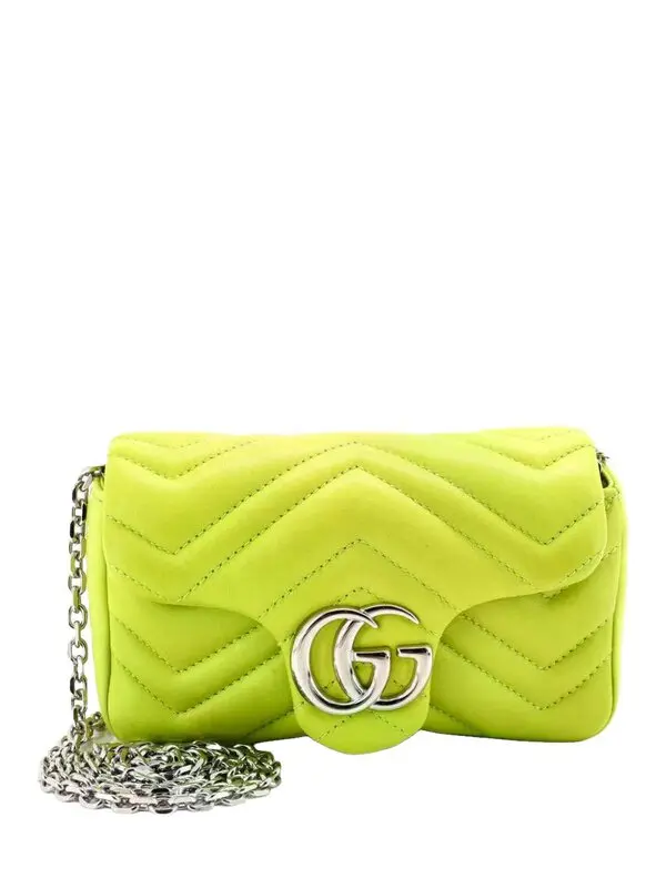 Gucci Gg Marmont Flap Bag Matelasse Leather Super Mini Crossbody Bag - Green