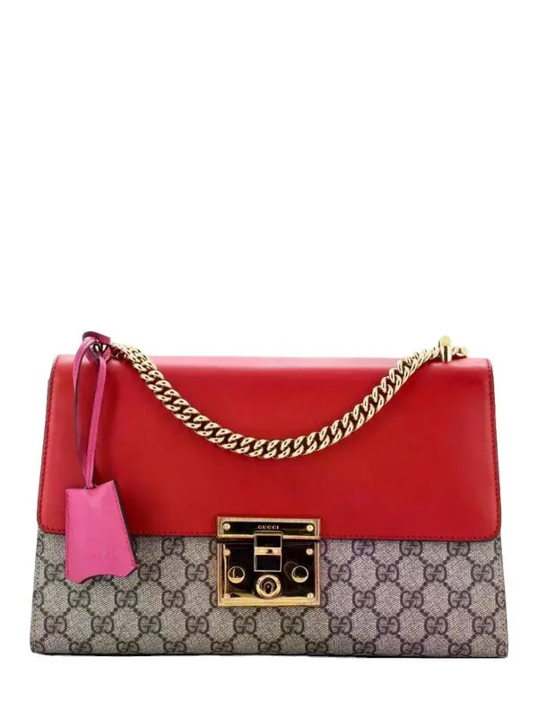 Gucci Padlock Gg Coated Canvas And Leather Medium Shoulder Bag - Red
