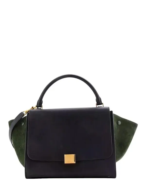 Celine Bicolor Trapeze Medium Satchel - Black