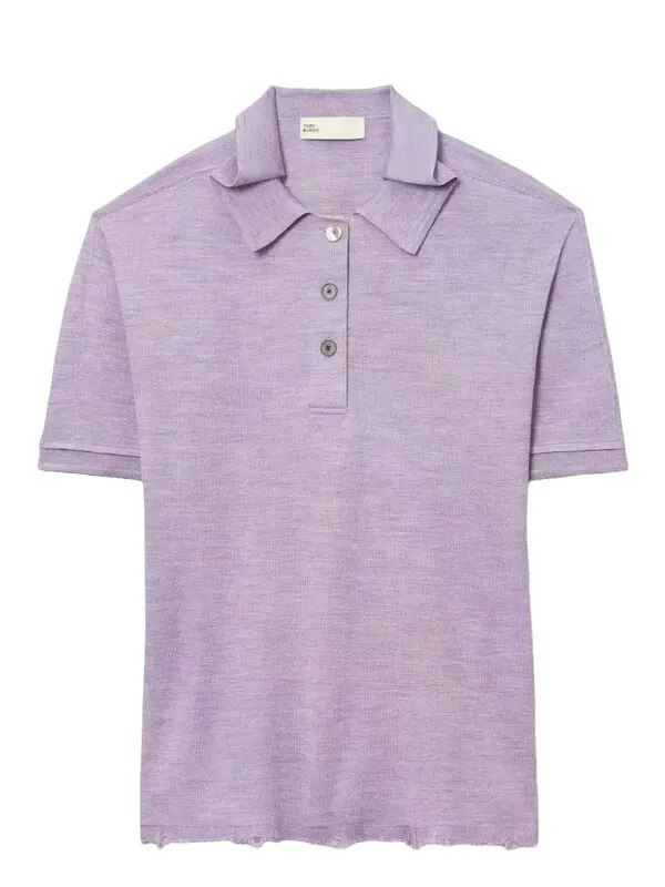 Tory Burch Oversized Silk Polo Shirt - Purple