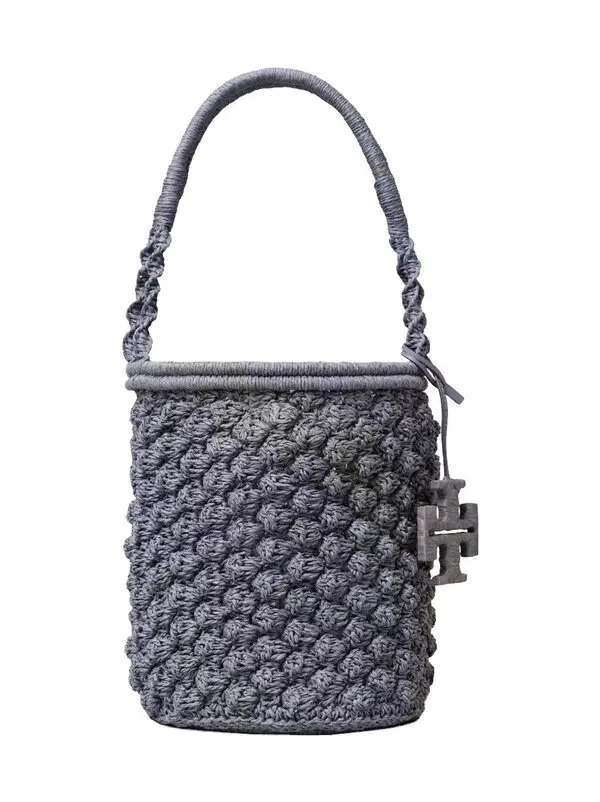 Tory Burch Ella Hand-crocheted Popcorn Bucket Bag - Grey