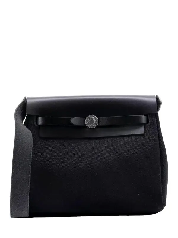 Hermès Herbag Zip Toile And Leather Shoulder Bag 20 - Black