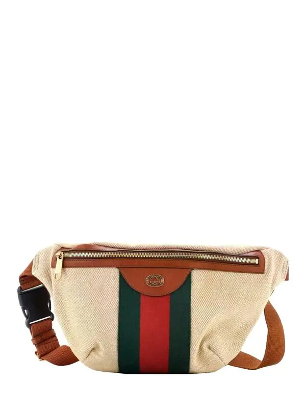 Gucci Zip Vintage Web Canvas Large Belt Bag - Neutrals