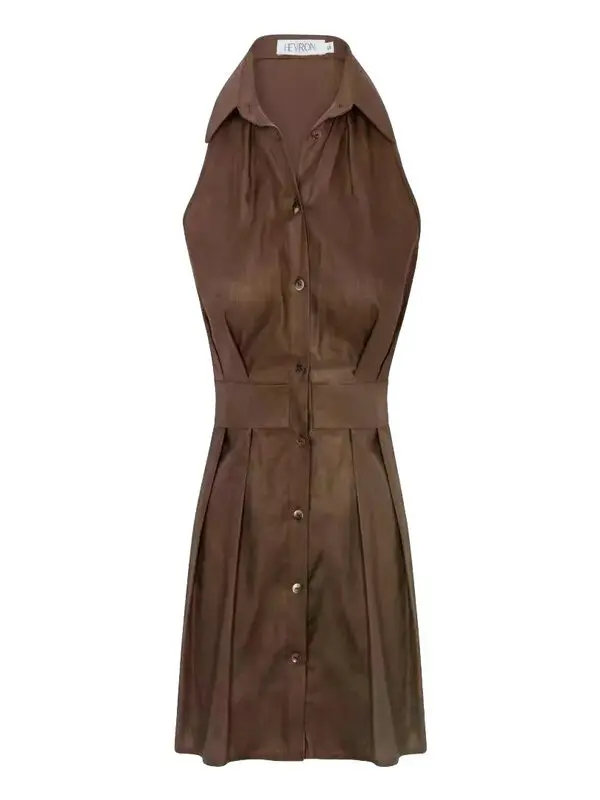 HEVRON Domino Halter-neck Mini Dress - Brown