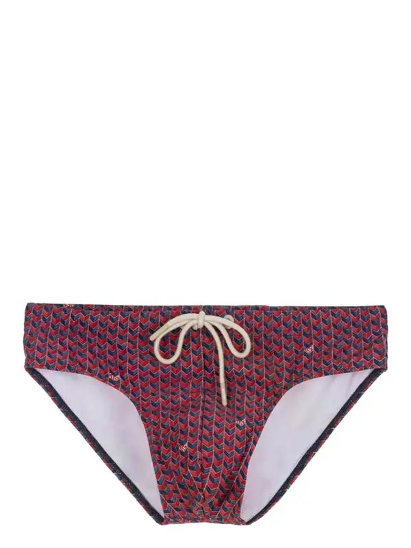 MOSSO SUN WEAR Geometric-print Drawstring Swim Trunks - Red