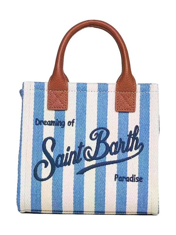MC2 SAINT BARTH Mini Logo-embroidered Tote Bag - Blue