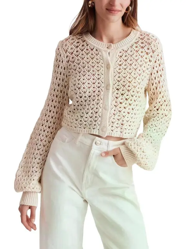 TOCCIN Crochet-knit Cardigan - Neutrals