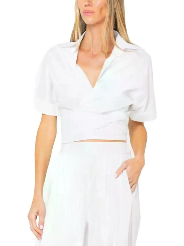 JBQ Wrap-around Cropped Blouse - White