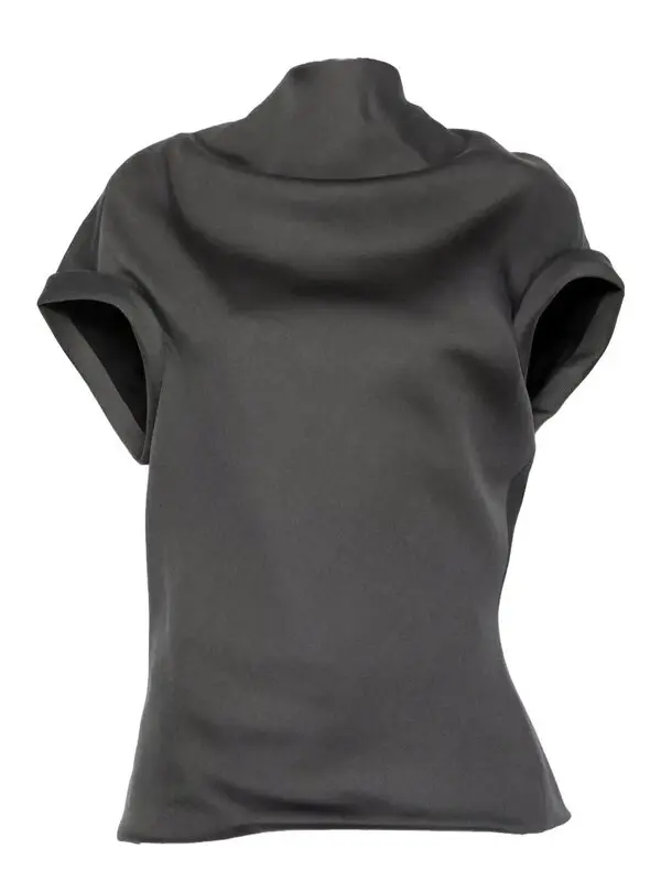Khaite Draped High-neck Blouse - Grey