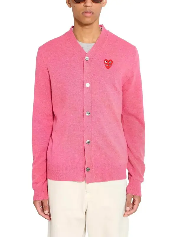 Comme Des Garçons Play Double Heart Cardigan - Pink