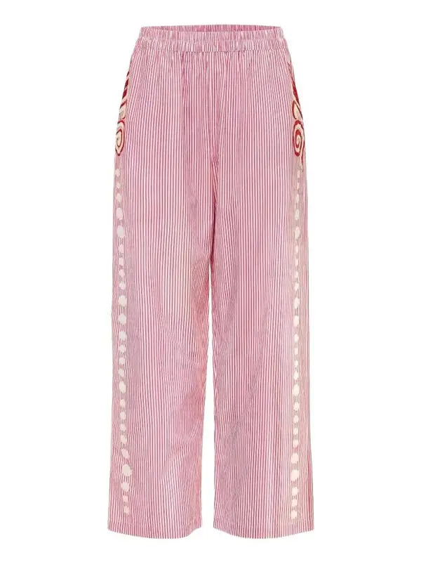 Carolina K Stripe-pattern Embroidered Trousers - Red