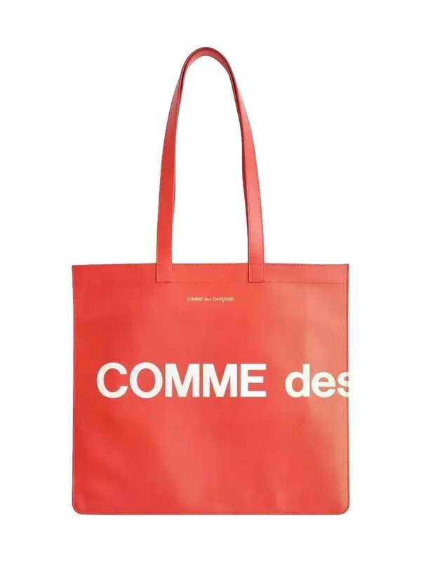 Comme Des Garçons Logo-printed Leather Tote - Red