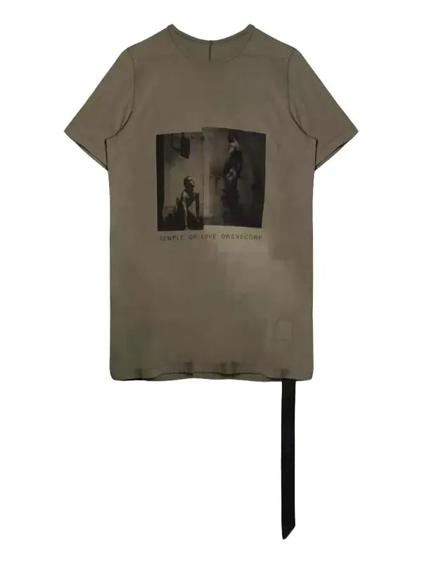 Rick Owens Level T Graphic-print Ribbon-detail T-shirt - Green