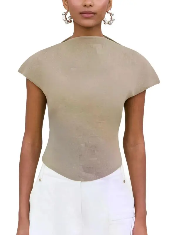Cult Gaia Virginiana Curved-hem Cap-sleeve Top - Neutrals
