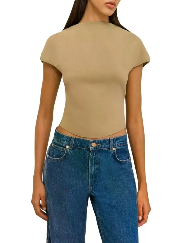 Cult Gaia Virginiana Curved-hem Cap-sleeve Top - Neutrals