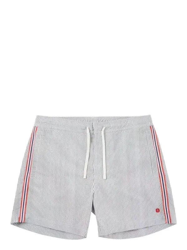 AMUNDSEN Striped Seersucker Swim Shorts - White