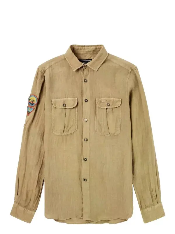 AMUNDSEN Patch-detail Flap-pocket Shirt - Neutrals