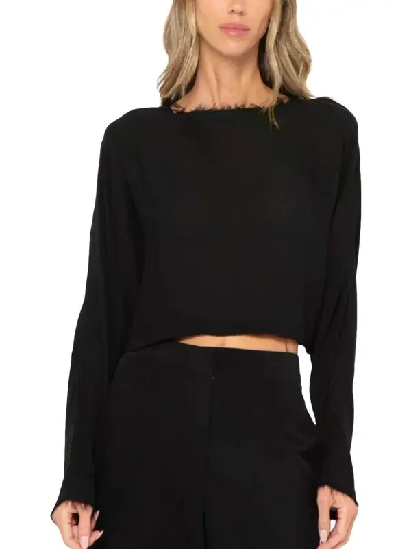 JBQ Raw-cut Cropped Top - Black