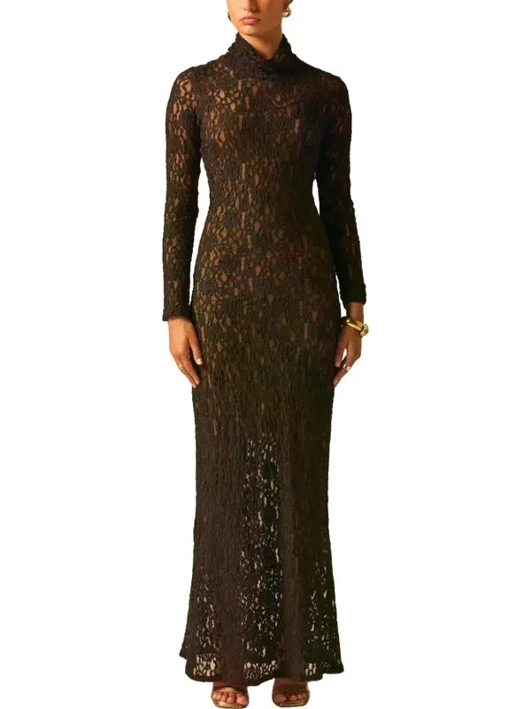 JBQ Winston Lace High-neck Gown - Black