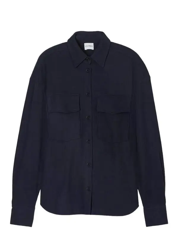 Closed Ribbed Pocket Shirt - Blue