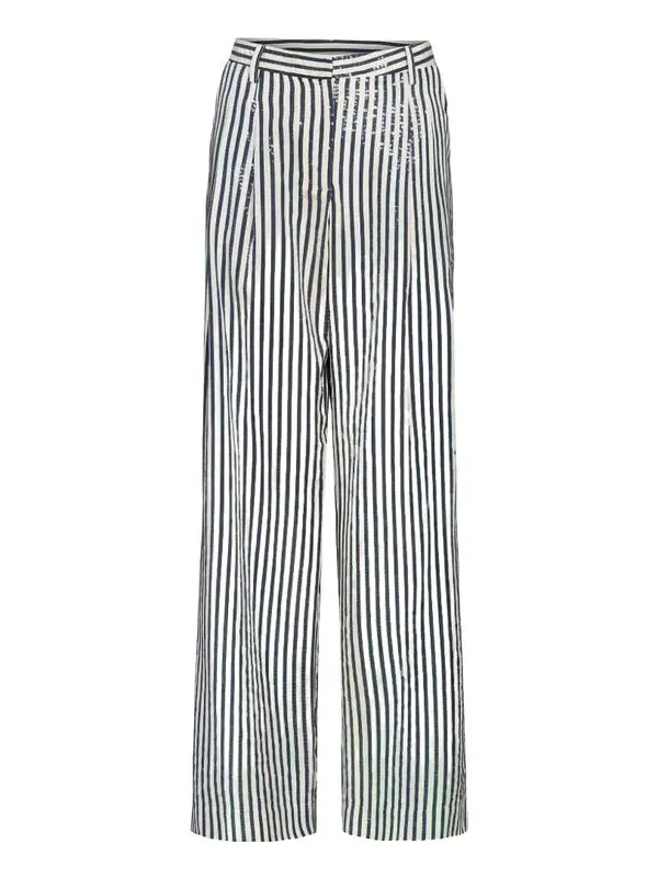 TWP Sequin-embellished Striped Trousers - White