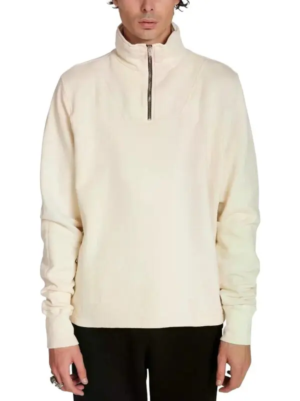 LES TIEN Quarter-zip High Neck Sweater - Neutrals